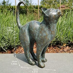 Silkrain Garden Cat Statue Decoration ,Outdoor Cat Figurines Ornaments ,Standing Cat Statue with Rounded Back Garden Decor