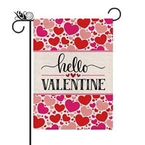 valentines day garden flag love heart valentines garden flag anniversary wedding home vertical burlap double sided yard outdoor decor 12.5 x 18 inch