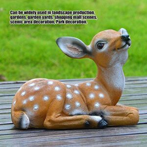 Garden Resin Deer Figurine, Outdoor Garden Statue Deer Lying Down Sculpture Ornaments 6.7x4.5in, Polyresin, Full Color(2 Pcs )