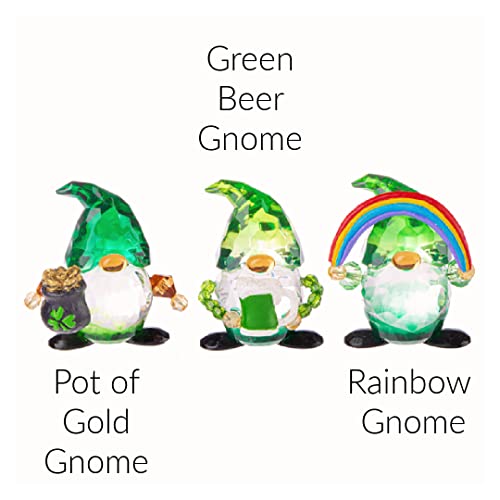 M2S Gifts Lucky Magical Gnome, St. Patricks Day Green Beer Drinking Fun Figurine, 2.5 Inch Small Garden, Lucky Irish Crystal Expressions Decor & ASL ILY Stickers (Lucky Green Beer)