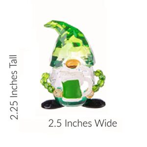 M2S Gifts Lucky Magical Gnome, St. Patricks Day Green Beer Drinking Fun Figurine, 2.5 Inch Small Garden, Lucky Irish Crystal Expressions Decor & ASL ILY Stickers (Lucky Green Beer)