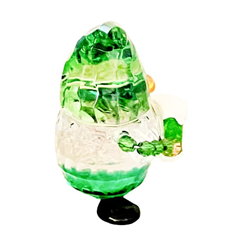 M2S Gifts Lucky Magical Gnome, St. Patricks Day Green Beer Drinking Fun Figurine, 2.5 Inch Small Garden, Lucky Irish Crystal Expressions Decor & ASL ILY Stickers (Lucky Green Beer)