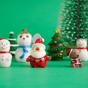 CCINEE 18PCS Christmas Miniature Figurines Ornament Kit Santa Claus Tree Resin Decoration for Fairy Garden Doll House Home Decor