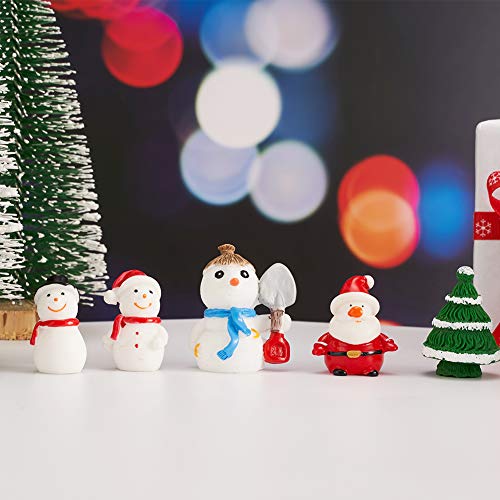 CCINEE 18PCS Christmas Miniature Figurines Ornament Kit Santa Claus Tree Resin Decoration for Fairy Garden Doll House Home Decor