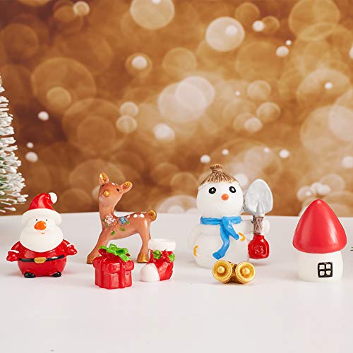 CCINEE 18PCS Christmas Miniature Figurines Ornament Kit Santa Claus Tree Resin Decoration for Fairy Garden Doll House Home Decor