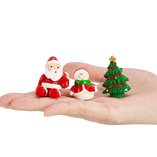 CCINEE 18PCS Christmas Miniature Figurines Ornament Kit Santa Claus Tree Resin Decoration for Fairy Garden Doll House Home Decor