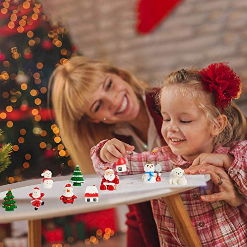 CCINEE 18PCS Christmas Miniature Figurines Ornament Kit Santa Claus Tree Resin Decoration for Fairy Garden Doll House Home Decor