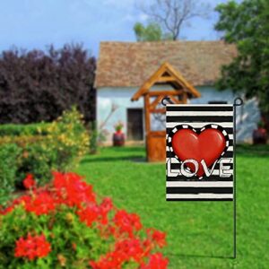 Valentines Day Garden Flag 12×18 Inch Vertical Double Sided Burlap, Love Heart Farmhouse Yard Outdoor Decor DF167