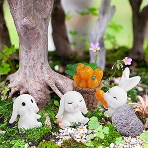 OOTSR 17 Pcs Miniature Fairy Garden Rabbit, Frog Figurines Fairy Garden Mini Animals Cake Topper Resin Model Moss Landscape DIY Terrarium Crafts Ornament Accessories for Home Décor