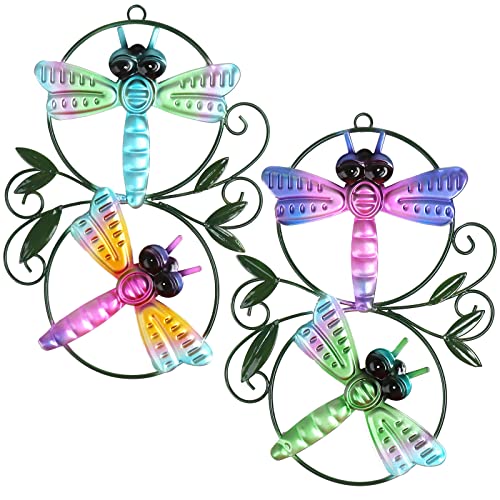 ASAKOKEA Metal Wall Decor Cute Dragonfly Metal Yard Art Garden Decor Outdoor Gifts for Women - Set of 2