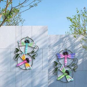 ASAKOKEA Metal Wall Decor Cute Dragonfly Metal Yard Art Garden Decor Outdoor Gifts for Women - Set of 2