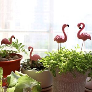 pegzos resin mini flamingos set of 4 for plant pots, miniature figurines & accessories for fairy garden (pink, 4pc)