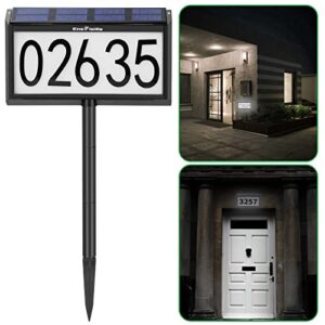 solar lighted house numbers for outside, ensoleille waterproof led address signs wall mounted & in ground, solar powered address plaques with stakes for house yard garden, innovative dual installation