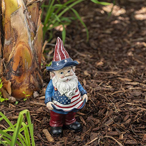 Alpine Americana Gnome with Flag Apron Bird Feeder, 12 Inch Tall