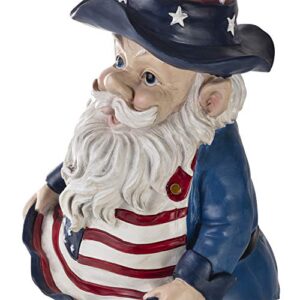 Alpine Americana Gnome with Flag Apron Bird Feeder, 12 Inch Tall