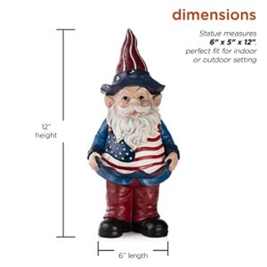 Alpine Americana Gnome with Flag Apron Bird Feeder, 12 Inch Tall