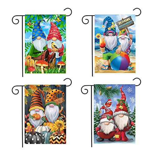 Briarwood Lane Gnomes Garden Flag Bundle (Set of 4) Spring Summer Fall Winter 12.5" x 18"