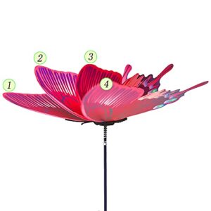 FENELY Butterfly Garden Decor Stakes,Double Wing Waterproof 3D Red Butterflies Garden Ornaments Outdoor Decorations for Patio Lawn Yard PVC Gardening Art Christmas Whimsical Gifts