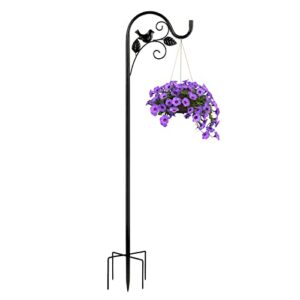 art elf shepherds hooks for outdoor bird feeder pole hanger 67 inches plant hooks with 5 prongs base stainless metal adjustable garden hanging holder for lanterns weddings decor bird black