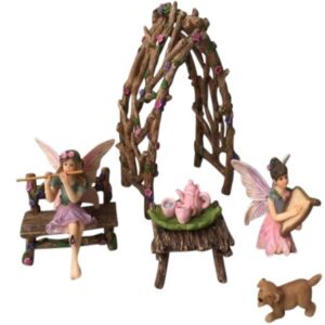 Musical Sisters Fairy Garden Set: 7 Pieces Miniature Fairy Garden Accessory