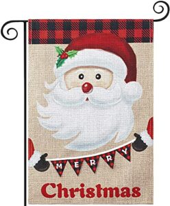 hogardeck merry christmas garden flags, vertical double sided burlap yard flag, christmas banner outdoor indoor christmas decorations