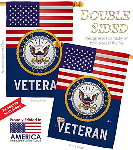 US Navy Veteran House Flag - Armed Forces USN Seabee United State American Military Retire Official - Decoration Banner Small Garden Yard Gift Double-Sided Made in USA 28 X 40