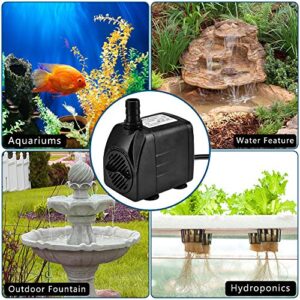 DOMICA 220 GPH Ultra Quiet Fountain Pump, Small Submersible Pump ( 15W 800L/H ) for Pond, Water Feature, Aquariums, Hydroponics, Indoor or Outdoor Fountain