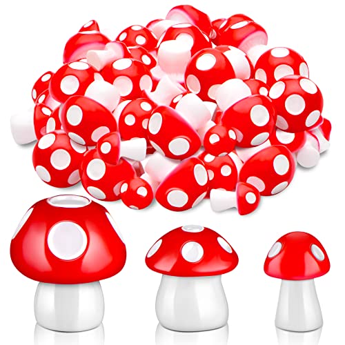 100 Pieces Tiny Mushrooms Miniature Figurines for Fairy Garden Mini Mushrooms Ornaments Mushroom Model Garden Miniature Statue Landscape DIY Craft for Home Party Decoration Supplies