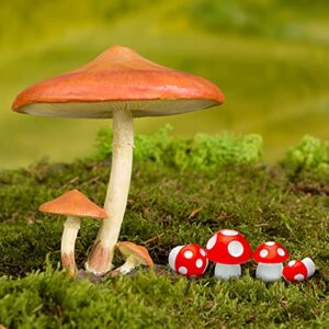 100 Pieces Tiny Mushrooms Miniature Figurines for Fairy Garden Mini Mushrooms Ornaments Mushroom Model Garden Miniature Statue Landscape DIY Craft for Home Party Decoration Supplies