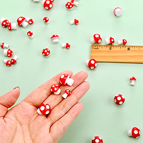 100 Pieces Tiny Mushrooms Miniature Figurines for Fairy Garden Mini Mushrooms Ornaments Mushroom Model Garden Miniature Statue Landscape DIY Craft for Home Party Decoration Supplies