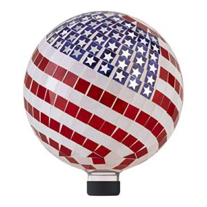 alpine corporation 12″ tall indoor/outdoor mosaic american flag gazing globe yard art decor