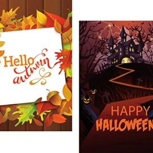 Seasonal Garden Flags Set of 10 Double Sided Halloween Fall Garden Flag, Small Festive Yard Flags for Holiday Outdoor Decorations 12.5x18 Inch for All Seasons and Holidays - Premium Quality Material