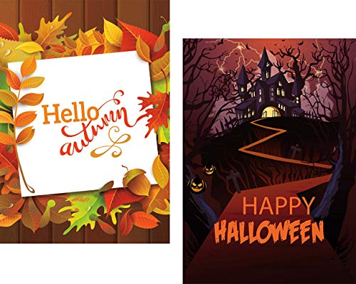 Seasonal Garden Flags Set of 10 Double Sided Halloween Fall Garden Flag, Small Festive Yard Flags for Holiday Outdoor Decorations 12.5x18 Inch for All Seasons and Holidays - Premium Quality Material