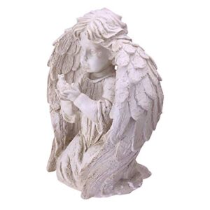 Northlight 9.75" Ivory Angel Boy Kneeling with Dove Outdoor Garden Statue