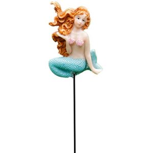 muamax miniature mermaid garden stakes mermaid picks for plants fairy garden decorative figurines accessories outdoor micro landscape ornaments succulent decorations (color)