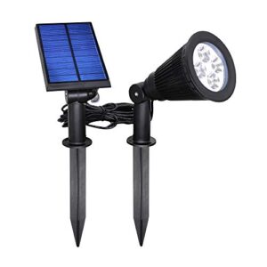 yinghao solar spot lights outdoor waterproof, solar lights outdoor separated led spotlight with 10ft cord, auto on/off landscape lighting ground wall light for yard garden flag pole pathway cool white