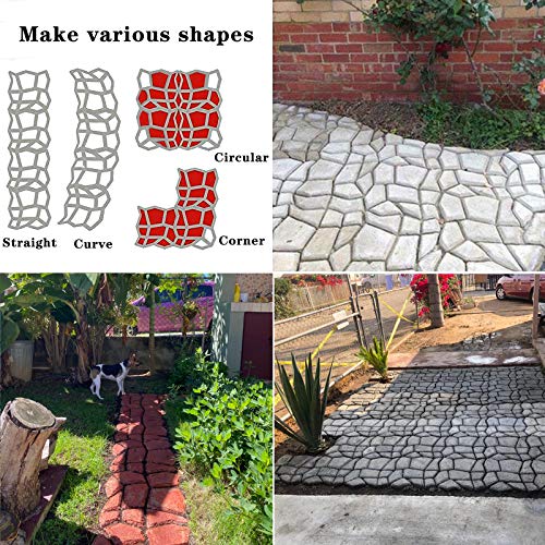 Walk Path Maker, Pathmate Stone Mold Paving Pavement Concrete Molds Stepping Stone Paver Walk Way Cement Molds for Patio, Lawn & Garden (2 Packs 13 x 13 x 1.4 inch)