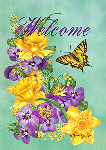 Toland Home Garden 1110773 Frolic in the Flowers Butterfly Flag 12x18 Inch Double Sided Butterfly Garden Flag for Outdoor House Welcome Flag Yard Decoration