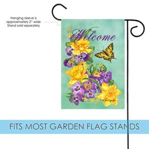 Toland Home Garden 1110773 Frolic in the Flowers Butterfly Flag 12x18 Inch Double Sided Butterfly Garden Flag for Outdoor House Welcome Flag Yard Decoration