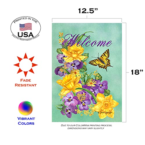 Toland Home Garden 1110773 Frolic in the Flowers Butterfly Flag 12x18 Inch Double Sided Butterfly Garden Flag for Outdoor House Welcome Flag Yard Decoration