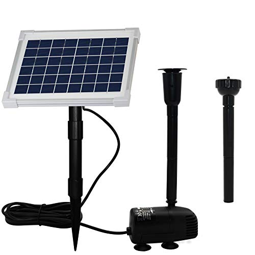 ECO-WORTHY Solar Fountain Water Pump Kit, 124 GPH Brushless Submersible Powered Pump with 5 W Solar Panel for Bird Bath, Small Pond, Garden Decoration, Pool, Patio, Lawn……