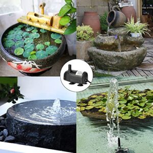 ECO-WORTHY Solar Fountain Water Pump Kit, 124 GPH Brushless Submersible Powered Pump with 5 W Solar Panel for Bird Bath, Small Pond, Garden Decoration, Pool, Patio, Lawn……