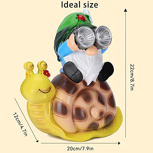 LOVERUIS Gnomes Garden Decorations Outdoor - Funny Garden Gnomes Statues Decor Outdoor Turtles Figurines with Solar Panel for Yard Porch Lawn