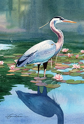 Toland Home Garden 109996 Reflecting Heron Bird Flag 28x40 Inch Double Sided for Outdoor Birds House Yard Decoration