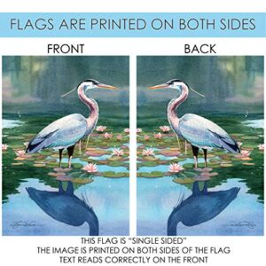 Toland Home Garden 109996 Reflecting Heron Bird Flag 28x40 Inch Double Sided for Outdoor Birds House Yard Decoration