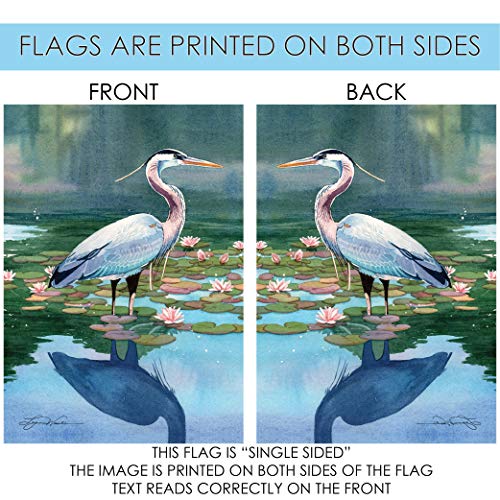 Toland Home Garden 109996 Reflecting Heron Bird Flag 28x40 Inch Double Sided for Outdoor Birds House Yard Decoration