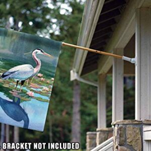 Toland Home Garden 109996 Reflecting Heron Bird Flag 28x40 Inch Double Sided for Outdoor Birds House Yard Decoration