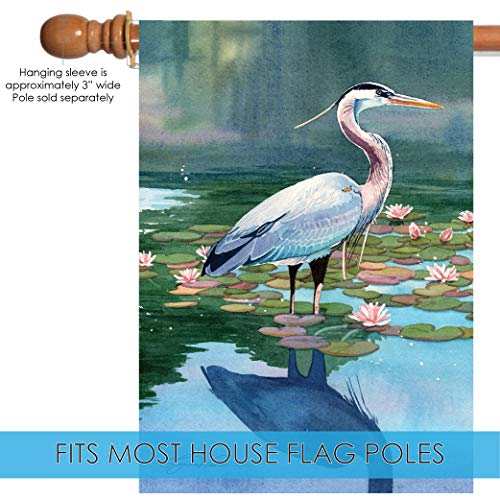 Toland Home Garden 109996 Reflecting Heron Bird Flag 28x40 Inch Double Sided for Outdoor Birds House Yard Decoration