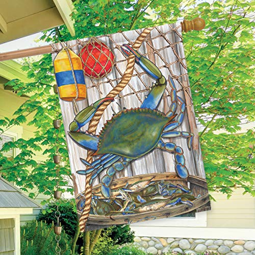 Blue Crab Bushel Summer House Flag Nautical 28" x 40" Briarwood Lane