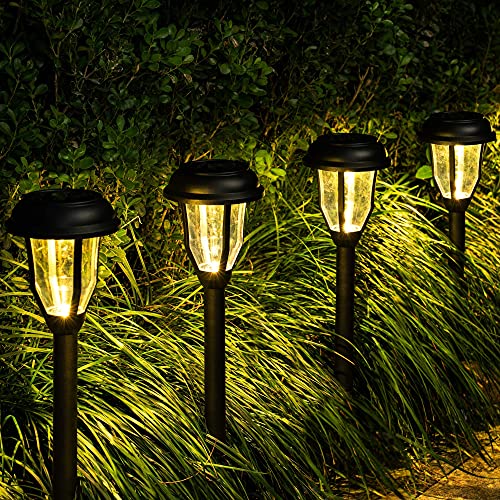 GIGALUMI Solar Powered Outdoor Lights, 8 Pack Solar Lights Outdoor Waterproof, Solar Garden Lights for Patio, Yard, Walkway, Lawn. (Warm White)